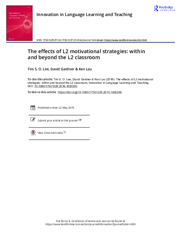 (PDF) The effects of L2 motivational strategies: within and beyond the ...