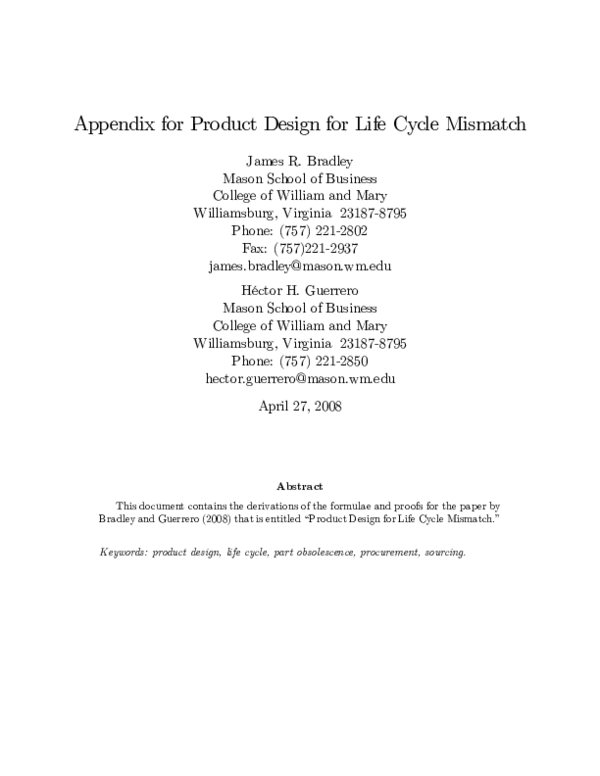 (PDF) Product Design for Life‐Cycle Mismatch