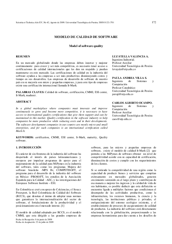 (PDF) Modelo De Calidad De Software