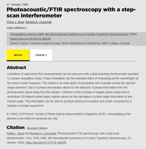 (PDF) Photoacoustic/FTIR spectroscopy with a step-scan interferometer ...