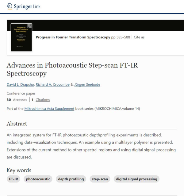 (PDF) Advances in Photoacoustic Step-scan FT-IR Spectroscopy | Richard ...