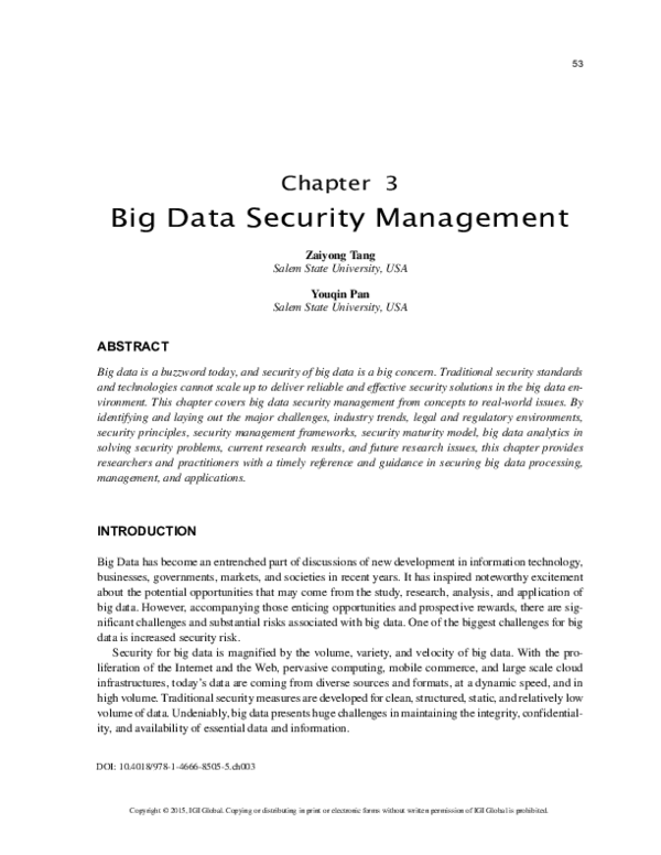 (PDF) Big Data Security Management