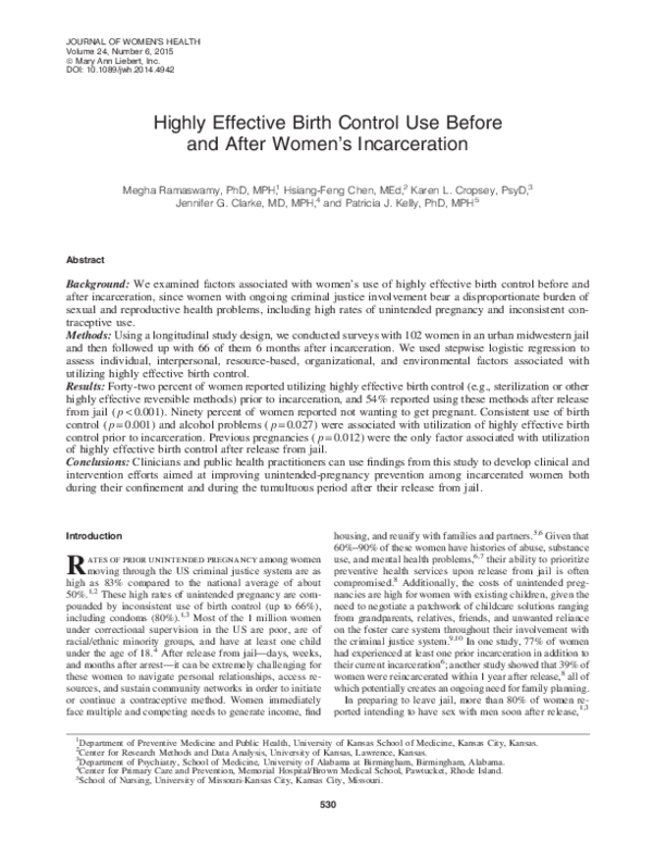 (PDF) Highly Effective Birth Control Use Before and After Women's ...