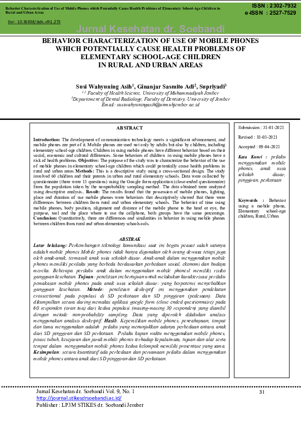 (PDF) Behavior Characterization of Use of Mobile Phones which ...