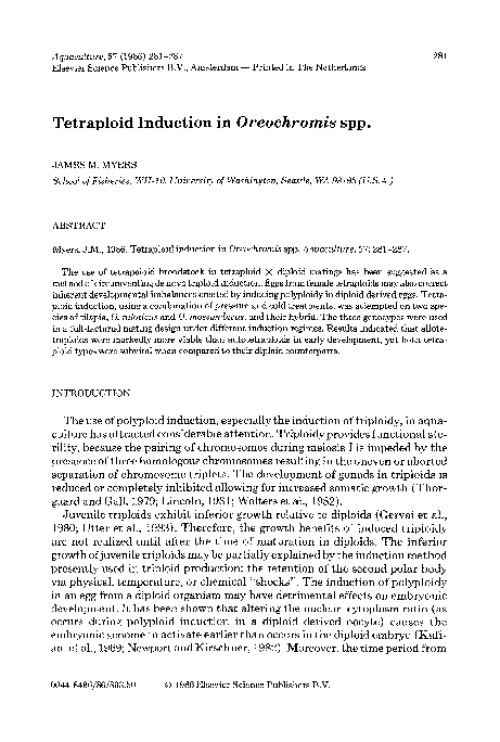 (PDF) Tetraploid induction in Oreochromis spp