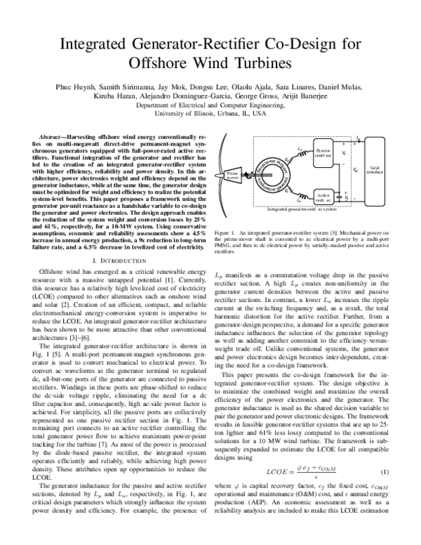 (PDF) Integrated Generator-Rectifier Co-Design for Offshore Wind Turbines