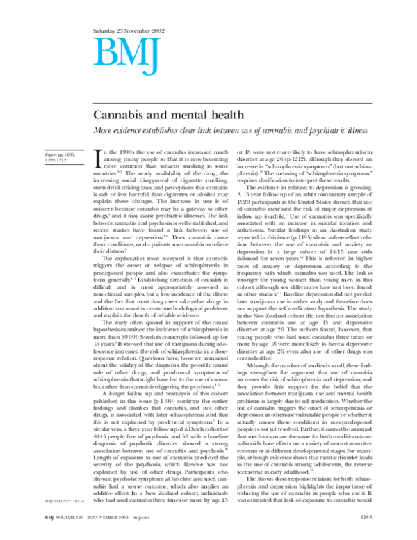 (PDF) Cannabis and mental health