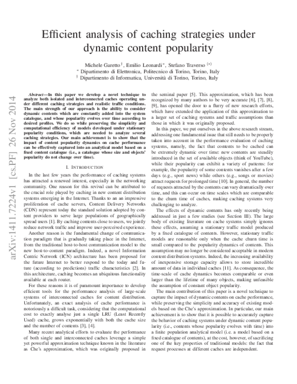 Pdf Efficient Analysis Of Caching Strategies Under Dynamic Content