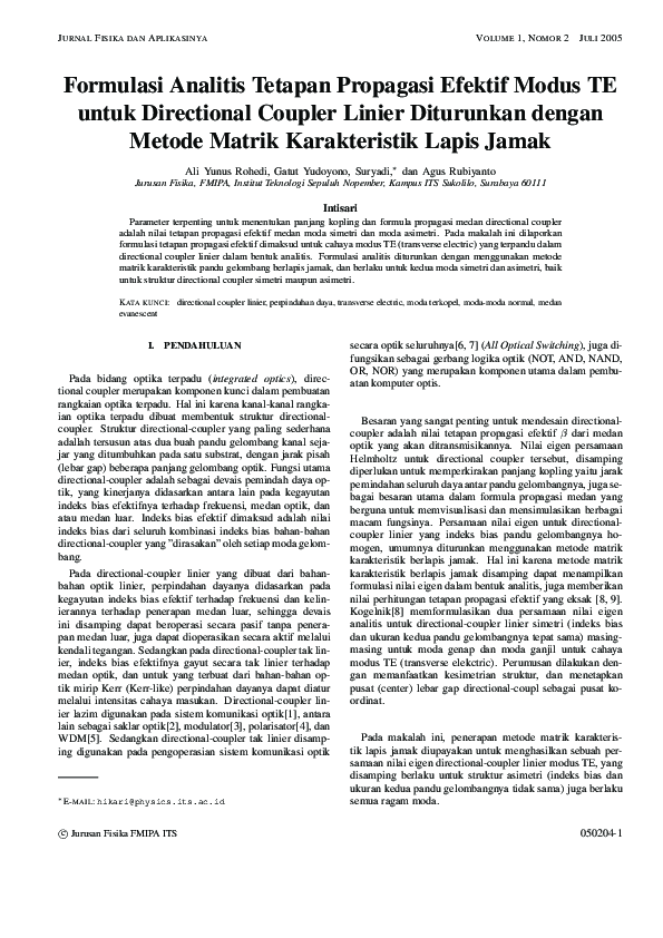 (PDF) Formulasi Analitis Tetapan Propagasi Efektif Modus TE untuk ...