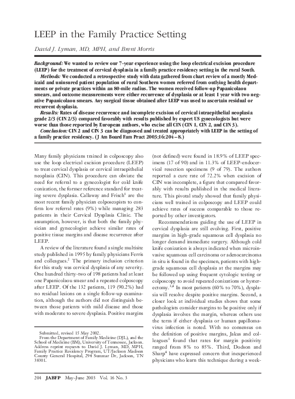 (PDF) LEEP in the Family Practice Setting