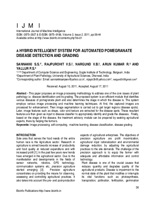 (PDF) A Hybrid Intelligent System for Automated Pomegranate Disease ...
