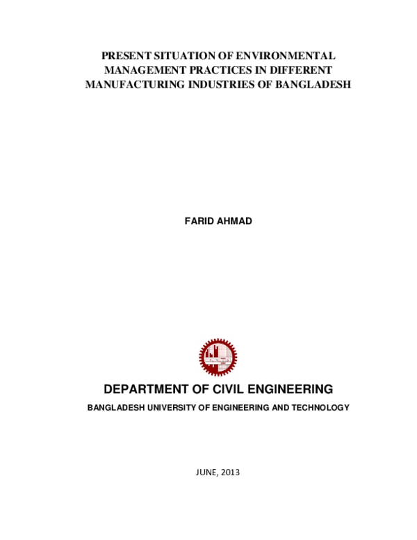 (PDF) Present situation of environmental management practices in ...