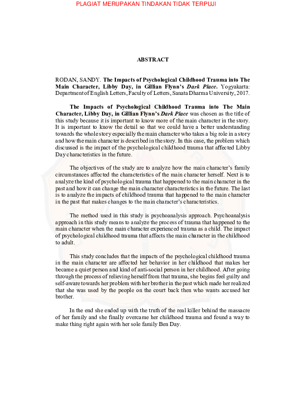 (PDF) The impacts of psychological childhood trauma into the main ...