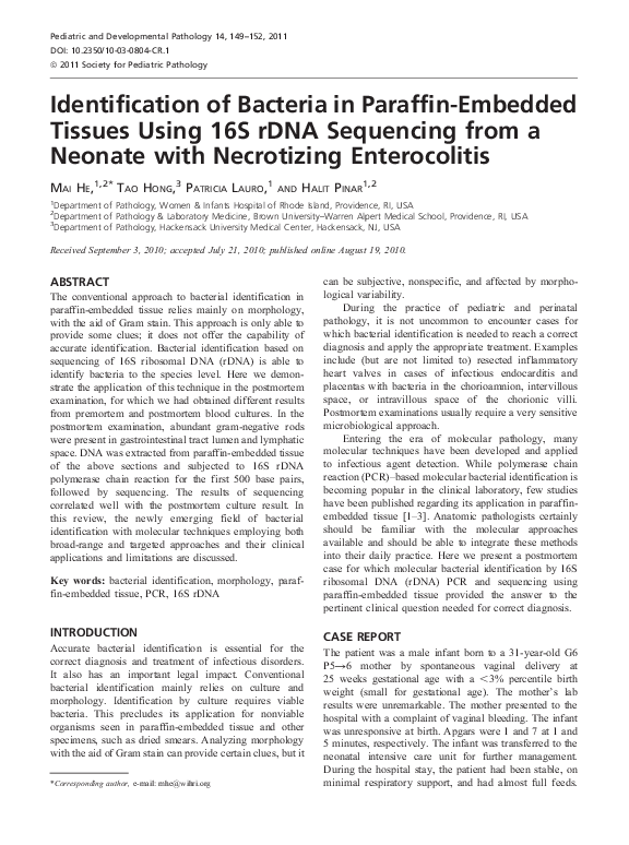 (PDF) Identification of Bacteria in Paraffin-Embedded Tissues Using 16S ...