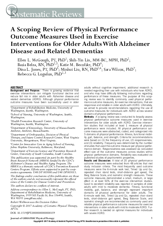 (PDF) A Scoping Review of Physical Performance Outcome Measures Used in ...