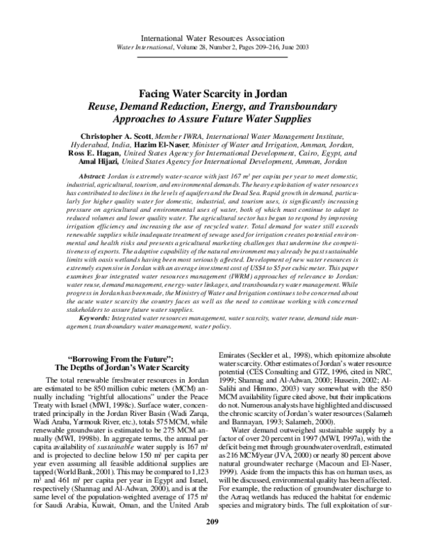 (PDF) Facing Water Scarcity in Jordan
