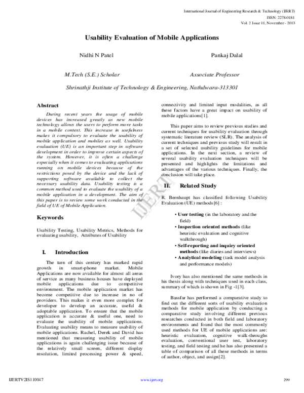 (PDF) Usability Evaluation of Mobile Applications
