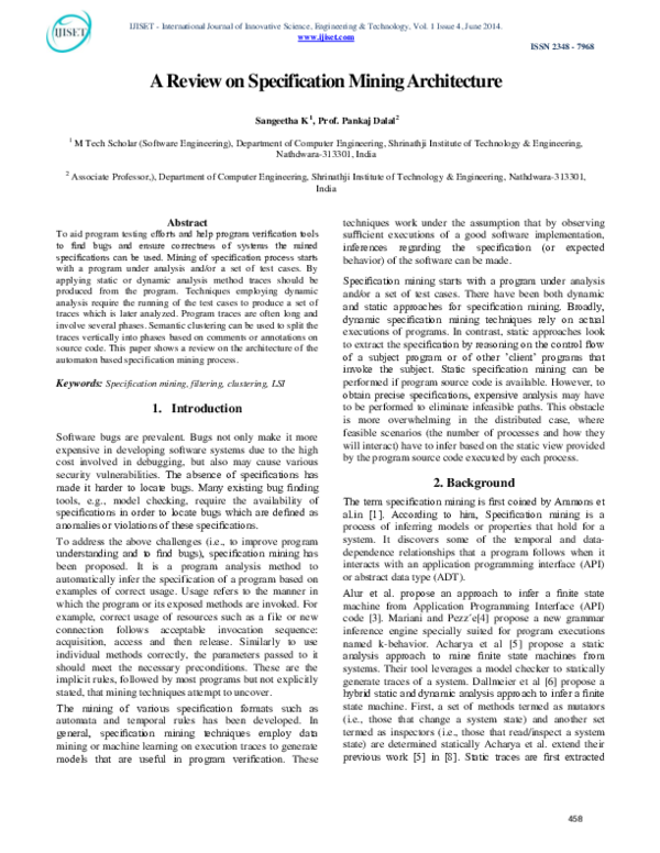(PDF) A Review on Specification Mining Architecture