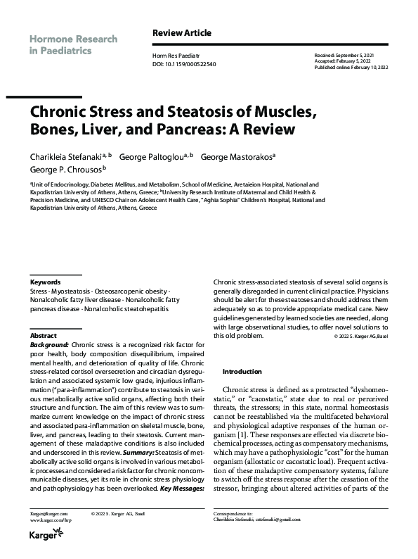 Pdf Chronic Stress And Steatosis Of Muscles Bones Liver And
