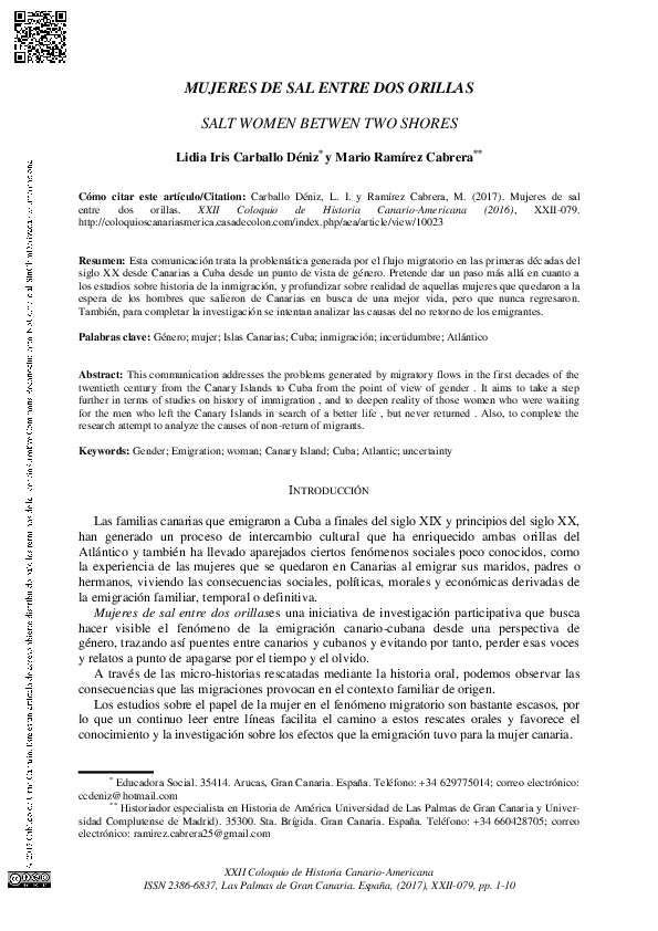 (PDF) Mujeres de sal entre dos orillas / Salt women between two shores