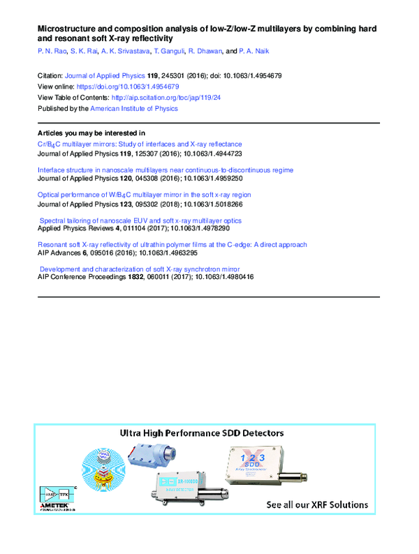 (PDF) Microstructure and composition analysis of low-Z/low-Z multilayers by combining hard and ...