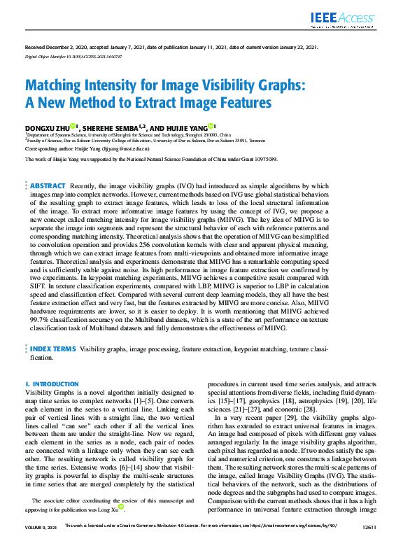 (PDF) Matching Intensity for Image Visibility Graphs: A New Method to Extract Image Features
