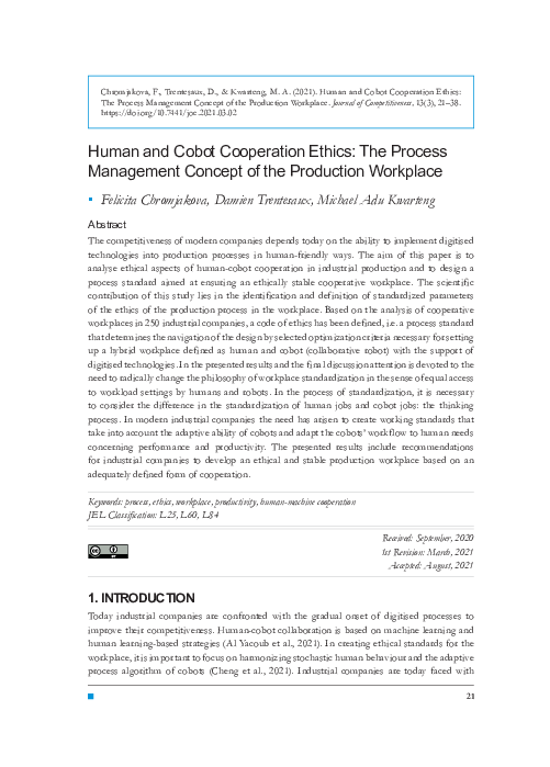 (PDF) Human and Cobot Cooperation Ethics: The Process Management ...