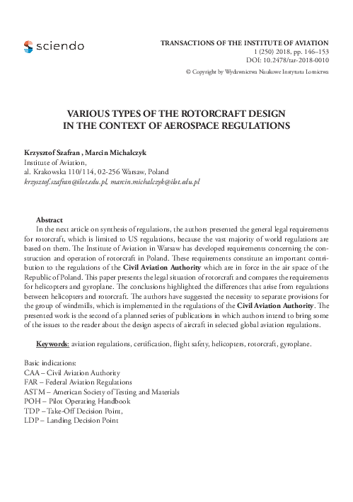 (PDF) Various Types of The Rotorcraft Design in the Context of ...