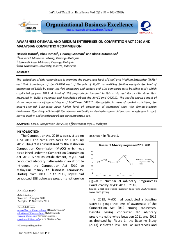 (PDF) Awareness of Small and Medium Enterprises on Competition Act 2010 ...
