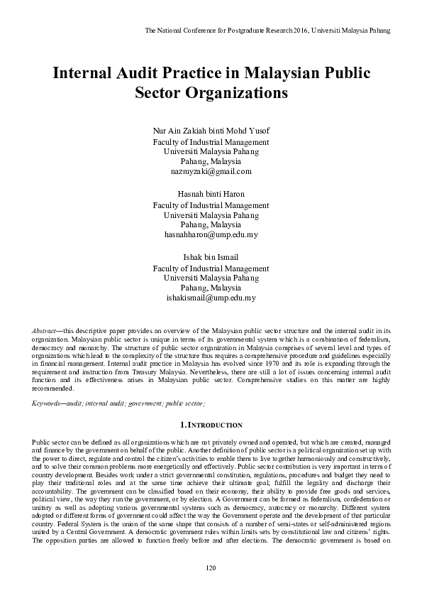 (PDF) Internal Audit in Malaysian Public Sector