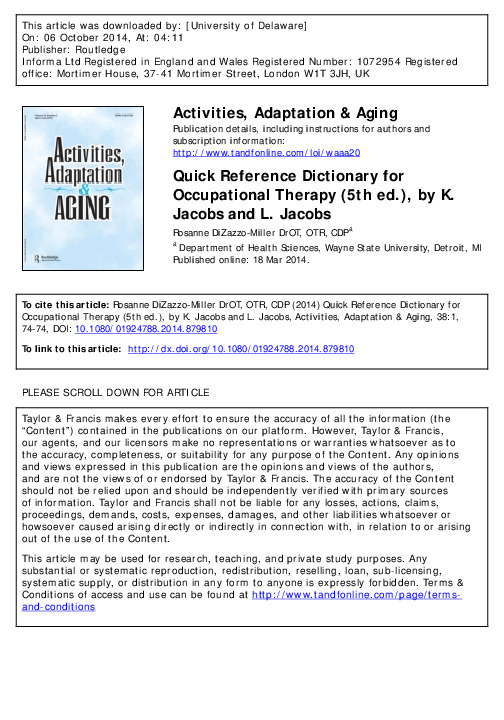 (PDF) Quick Reference Dictionary for Occupational Therapy (5th ed ...