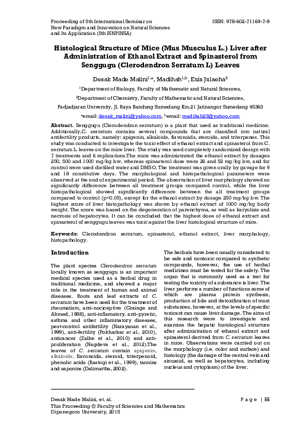 (PDF) Histological Structure of Mice (Mus Musculus L.) Liver after ...