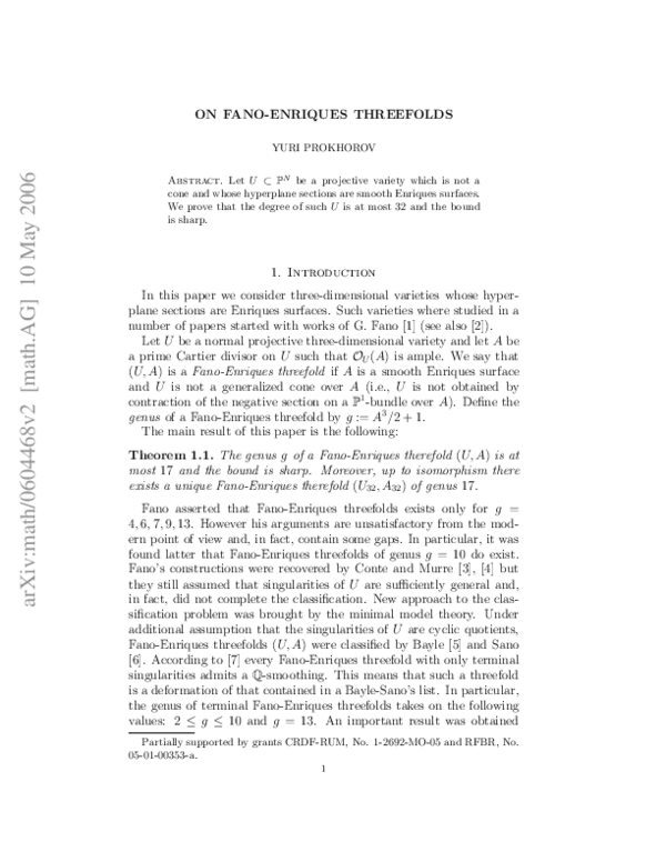(PDF) Degree Bound for Fano-Enriques Threefolds