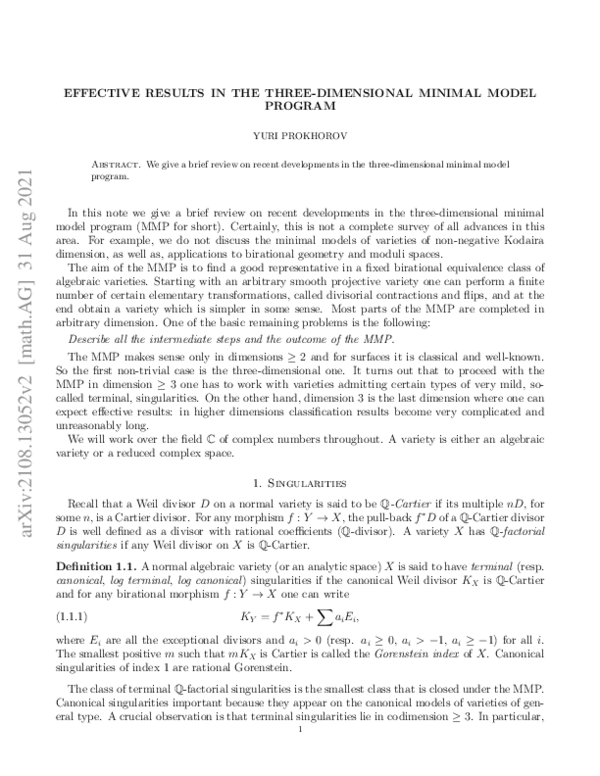 (PDF) Effective results in the three-dimensional minimal model program