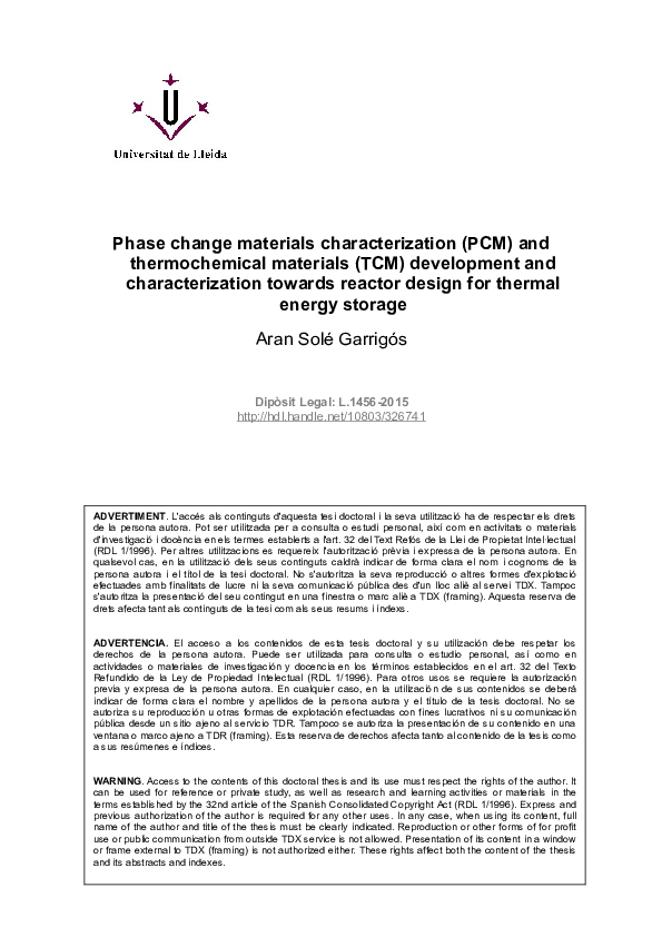 (PDF) Phase change materials characterization (PCM) and thermochemical ...
