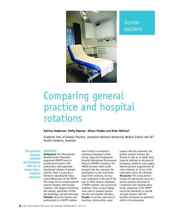 (PDF) Comparing general practice and hospital rotations