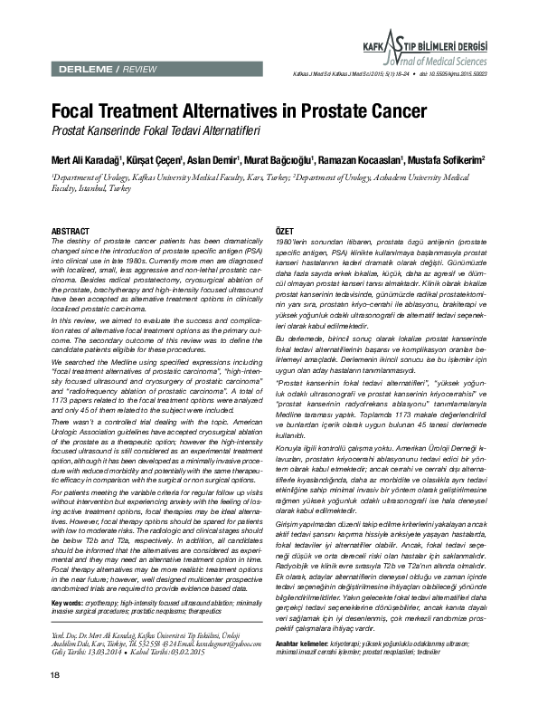 (PDF) Focal Treatment Alternatives in Prostate Cancer