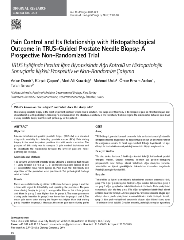 (PDF) Pain Control and Its Relationship with Histopathological Outcome ...