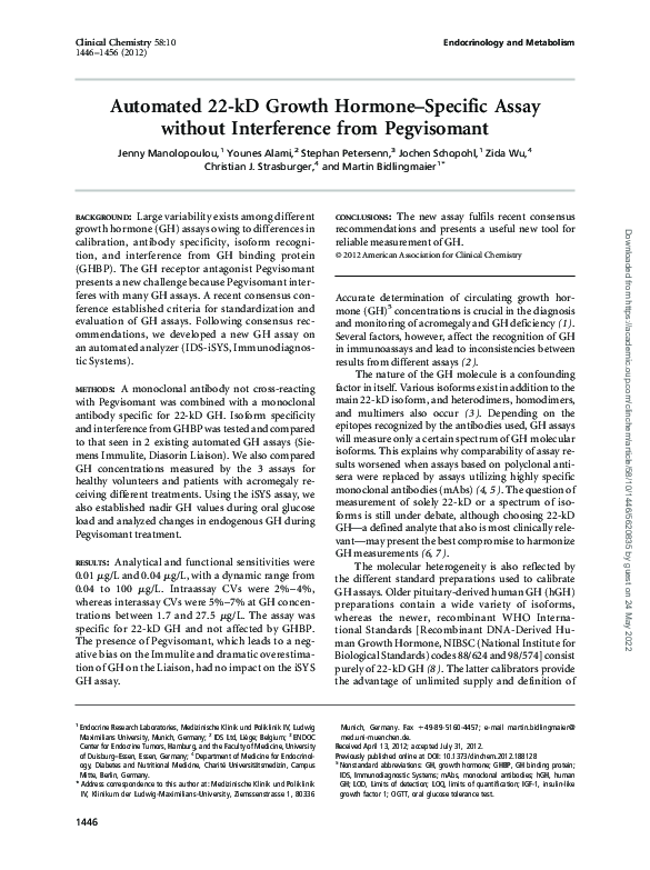 (PDF) Automated 22-kD Growth Hormone–Specific Assay without ...