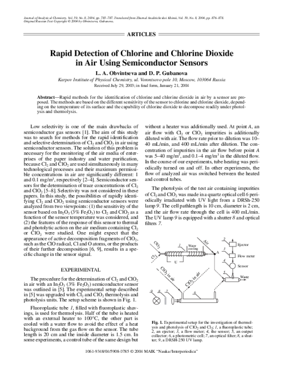 (PDF) Rapid Detection of Chlorine and Chlorine Dioxide in Air Using ...