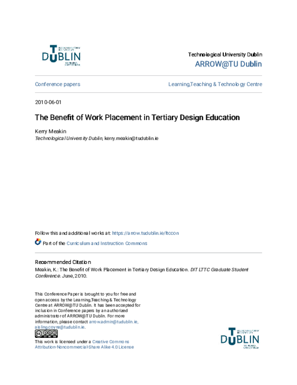 (PDF) The Benefit of Work Placement in Tertiary Design Education