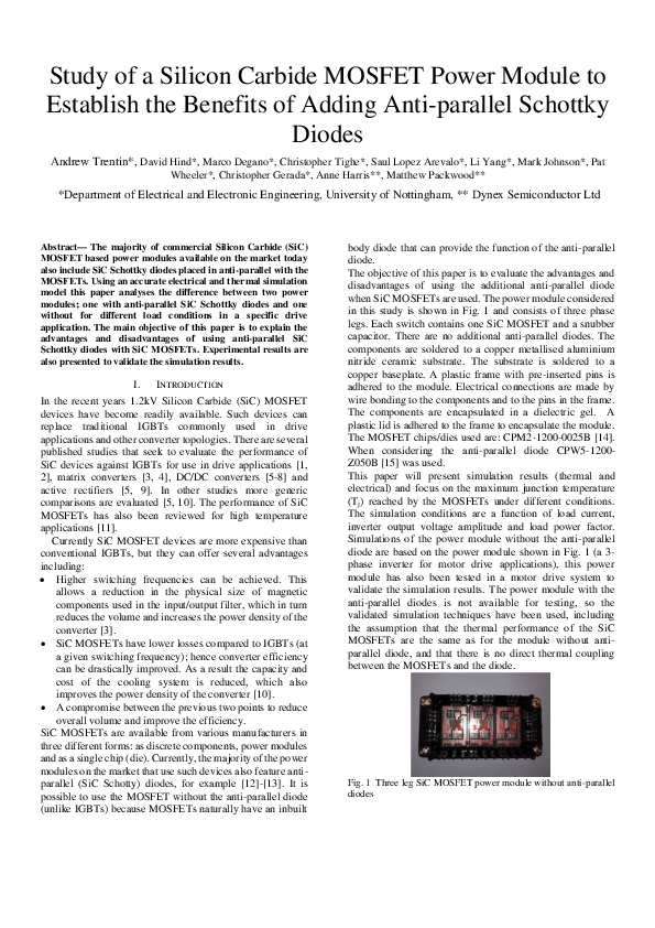 (PDF) Study of a Silicon Carbide MOSFET Power Module to Establish the ...