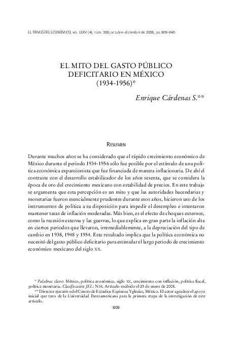 (PDF) El mito del gasto público deficitario en México (1934-1956)