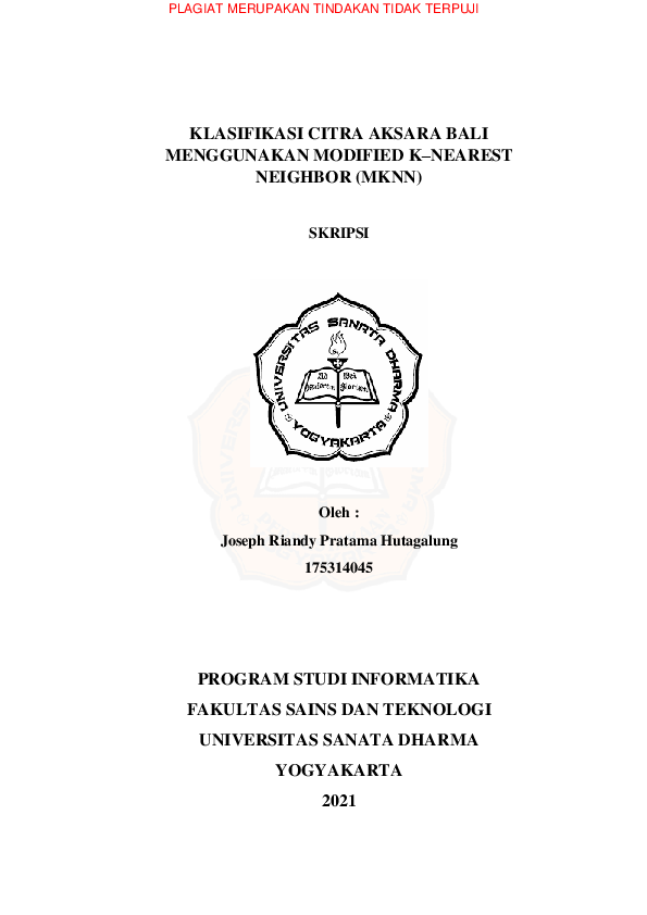 (PDF) Klasifikasi citra aksara Bali menggunakan Modified K-Nearest ... (PDF) Klasifikasi citra aksara Bali menggunakan Modified K-Nearest ...