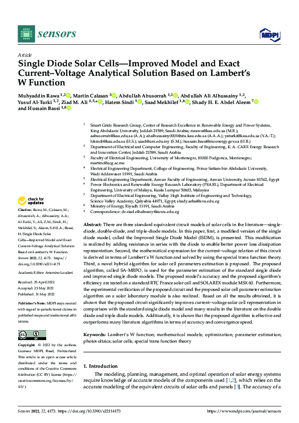 (PDF) Single Diode Solar Cells—Improved Model and Exact Current–Voltage ...