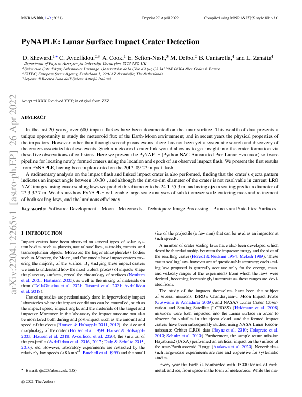 Pdf Pynaple Lunar Surface Impact Crater Detection