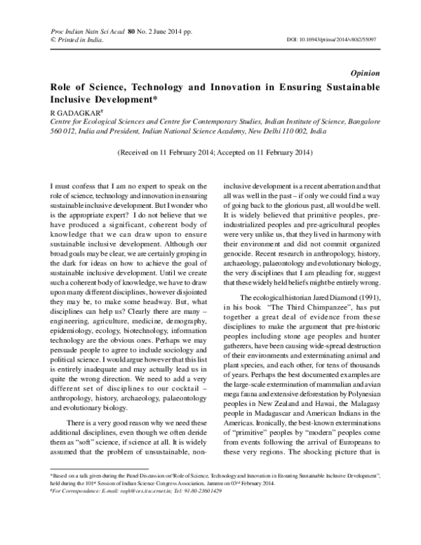 (PDF) Role of Science, Technology and Innovation in Ensuring ...