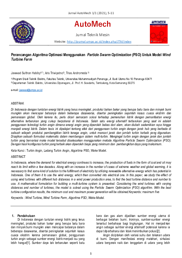 (PDF) Perancangan Algoritma Optimasi Menggunakan Particle Swarm ...
