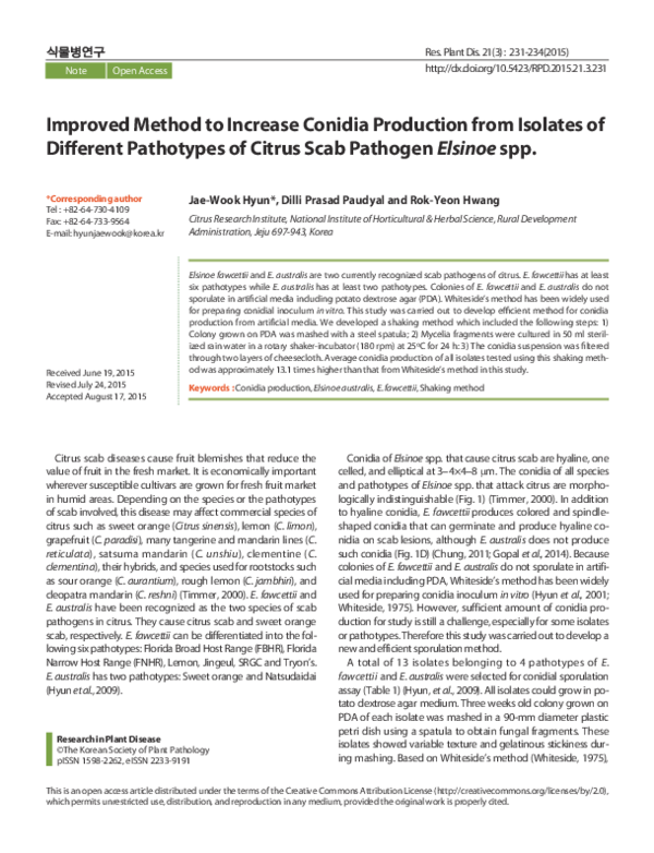 (PDF) Improved Method to Increase Conidia Production from Isolates of ...