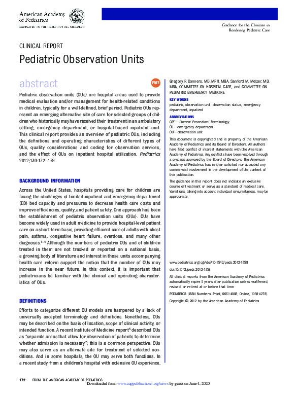 (PDF) Pediatric Observation Units